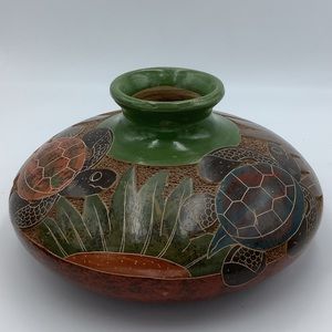 Accents | Sea Turtles Carved Pottery Vase | Poshmark